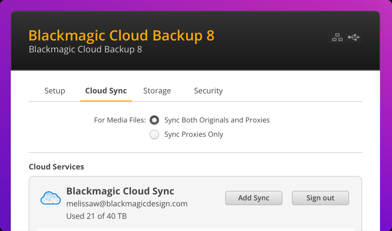 Blackmagic Cloud Backup | Blackmagic Design